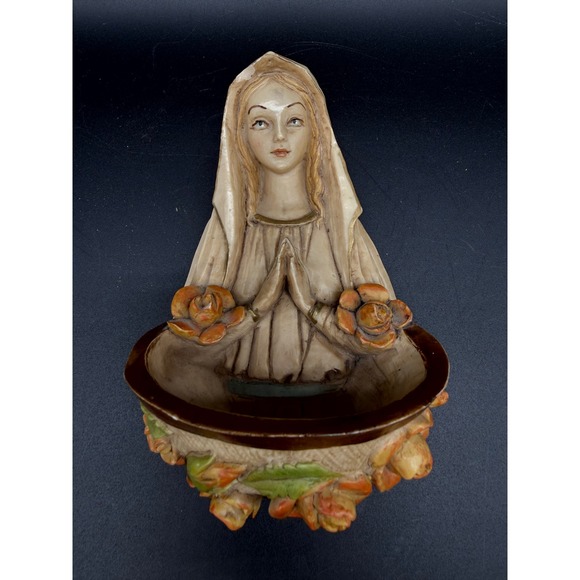 Dipinto Mano | Accents | Vintage Italian Chalkware Virgin Mary Holy ...